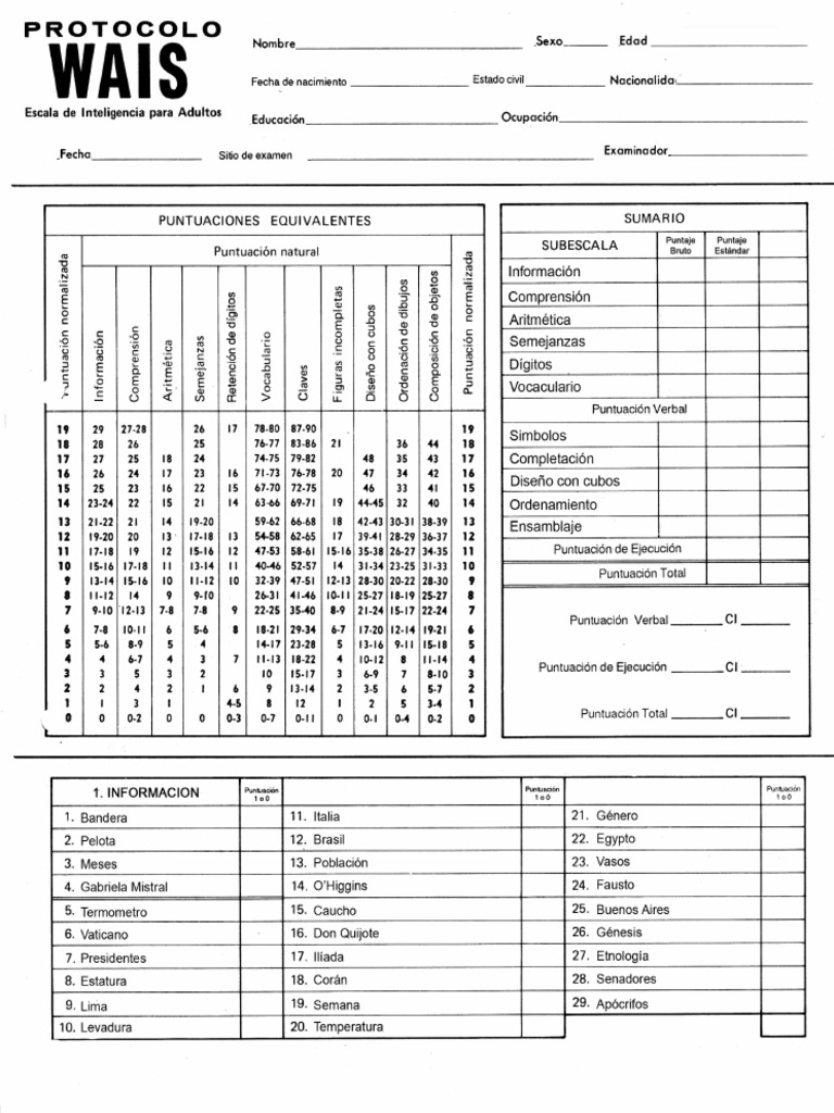 Protocolo Wais | PDF