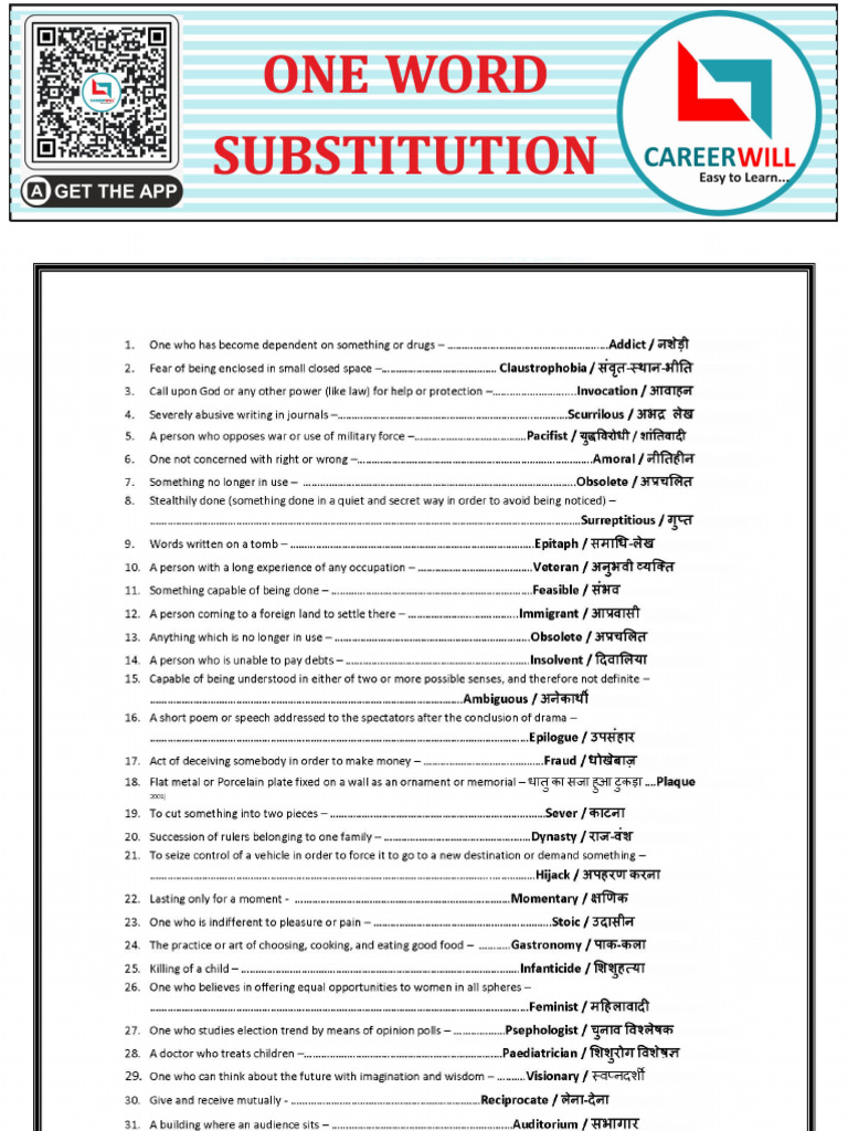One Word Substitution | PDF