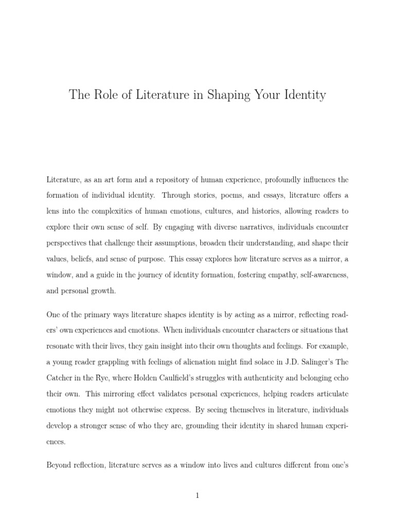 The Role of Literature in Shaping Your Identity | PDF | Identity ...