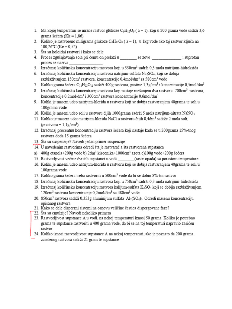 Disperzni Sistemi Zadaci Za Vezbanje - Uradjeno | PDF