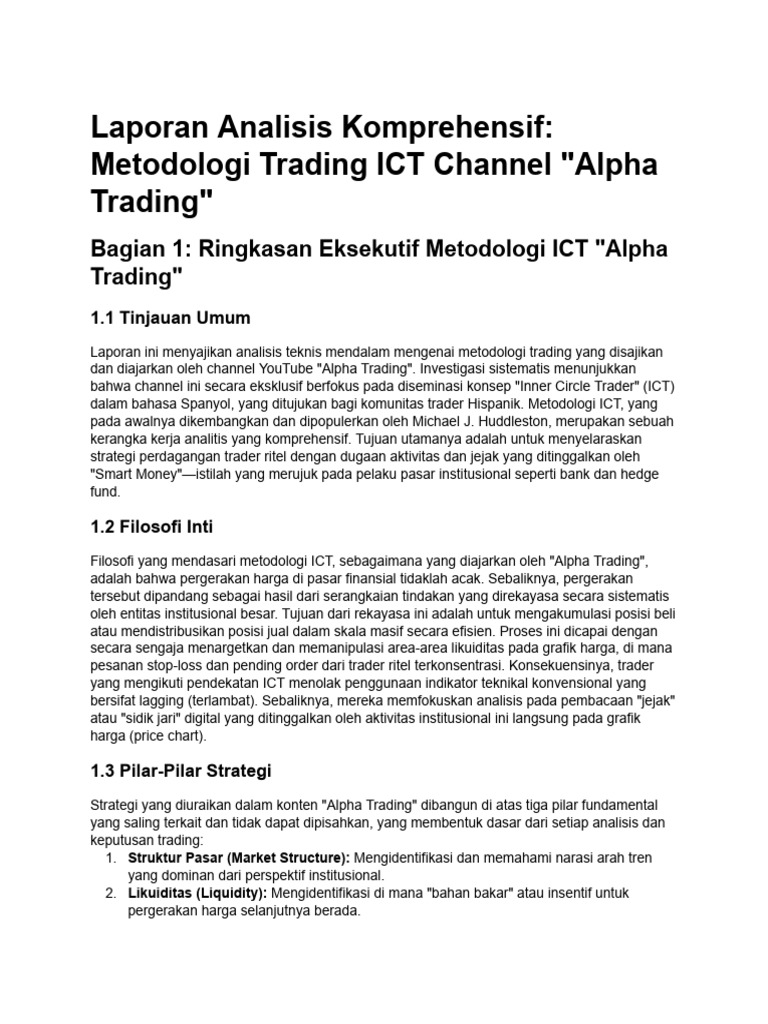 Metodologi Trading ICT "Alpha Trading" | PDF