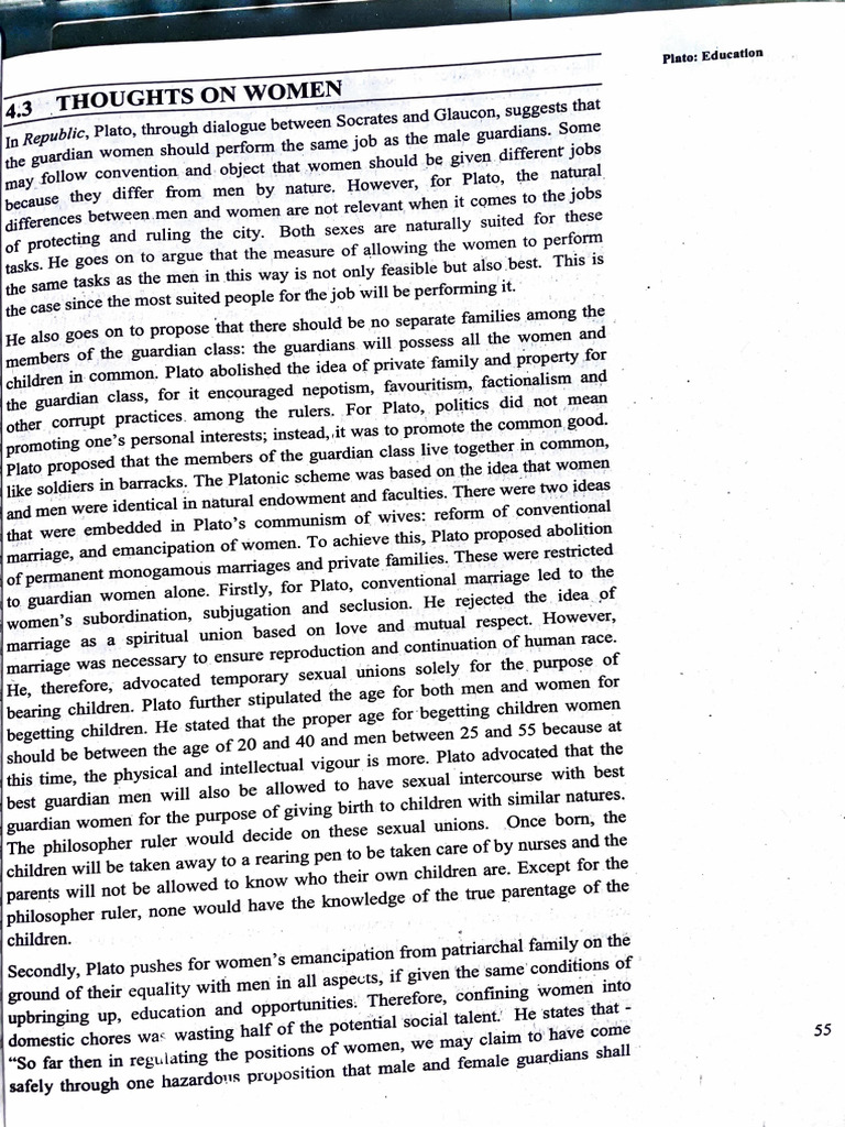 Plato's Vision of Gender Equality in Guardians | PDF