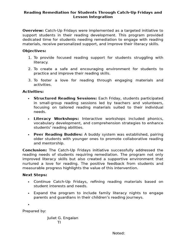 Reading Remediation For Students Through Catch | PDF
