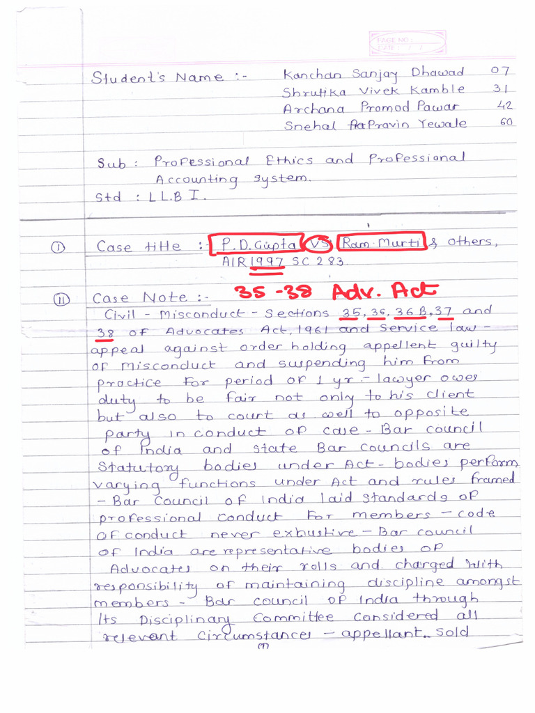 P.D. Gupta v. Ram Murthi 1998 SC | PDF