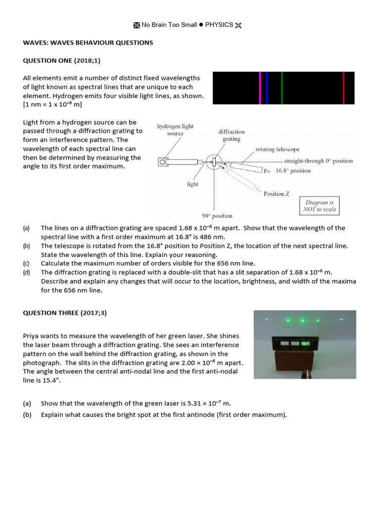 Wave Behaviour Questions | PDF | Diffraction | Light