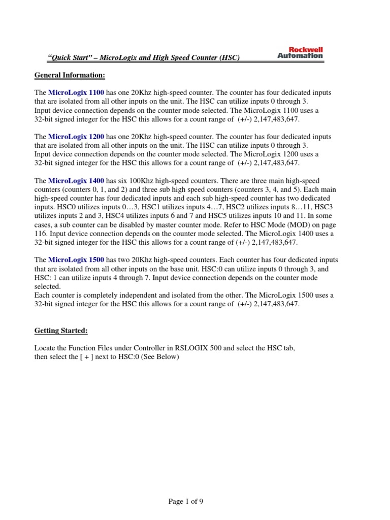 HSC Quick Start | PDF | Subroutine | Electrical Engineering