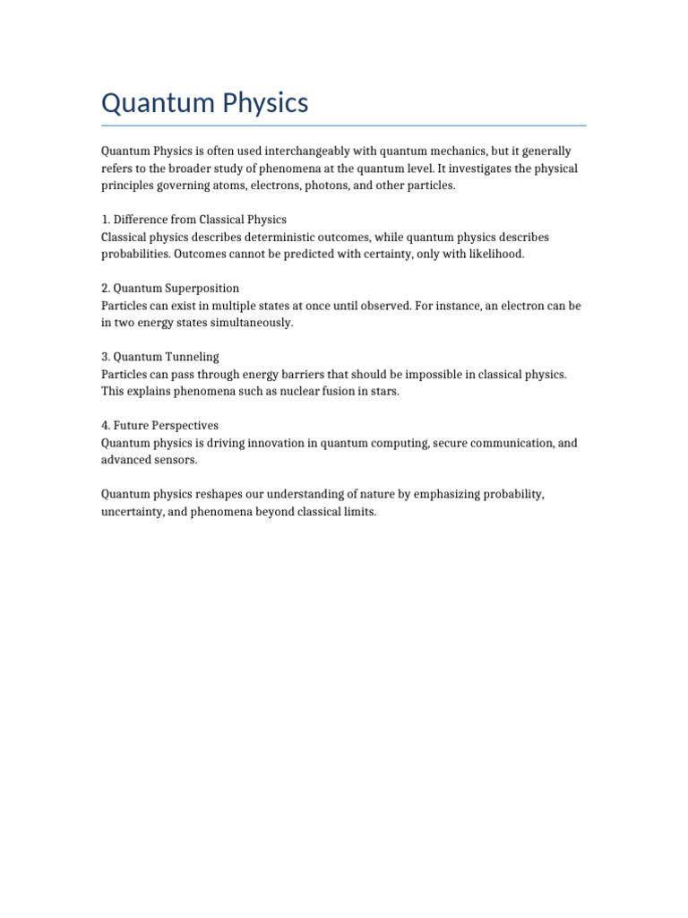 Quantum Physics Detailed | PDF