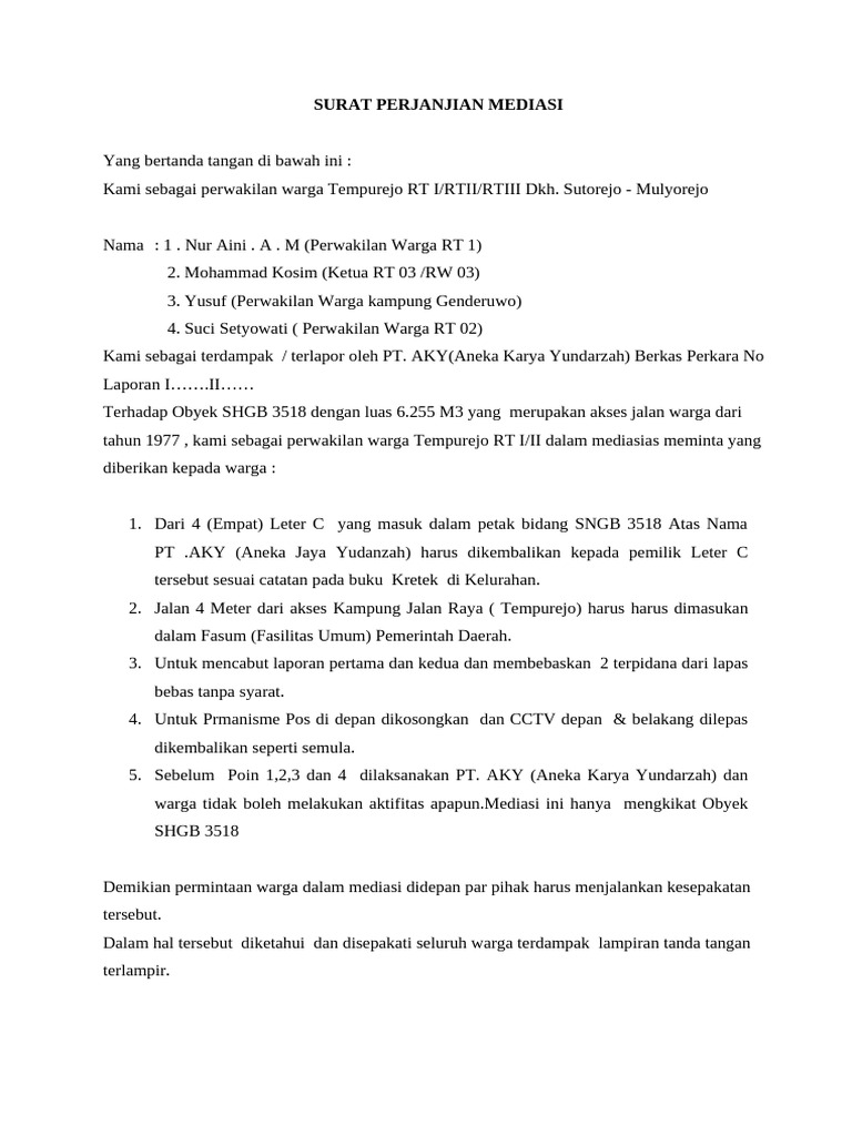 Surat Mediasi | PDF