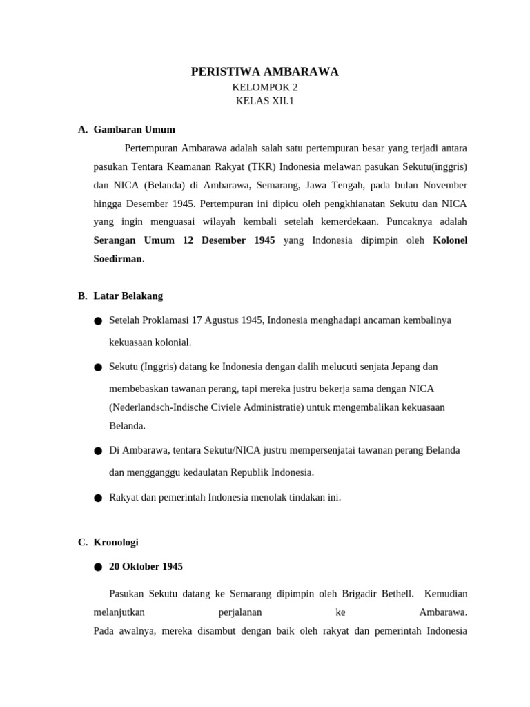 Pertempuran Ambarawa 1945: Taktik TKR | PDF