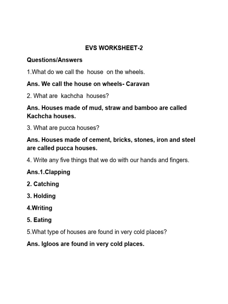 Evs Worksheet 2 | PDF