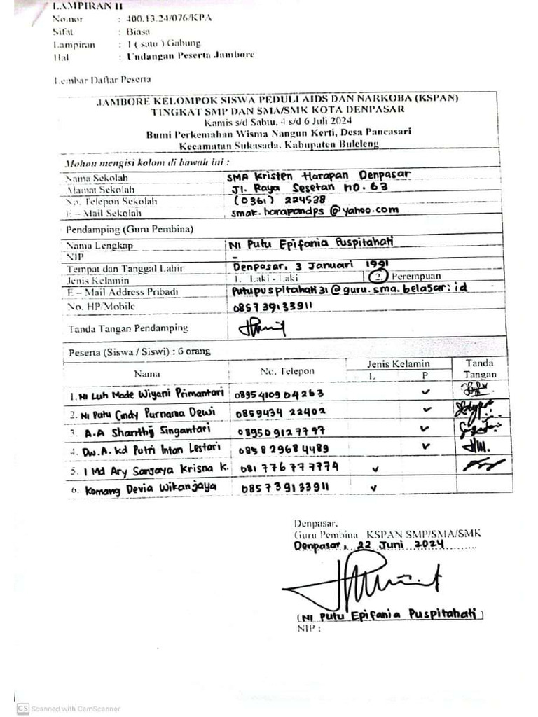 Ijin Ortu Kspan Jambore Smak Harapan | PDF