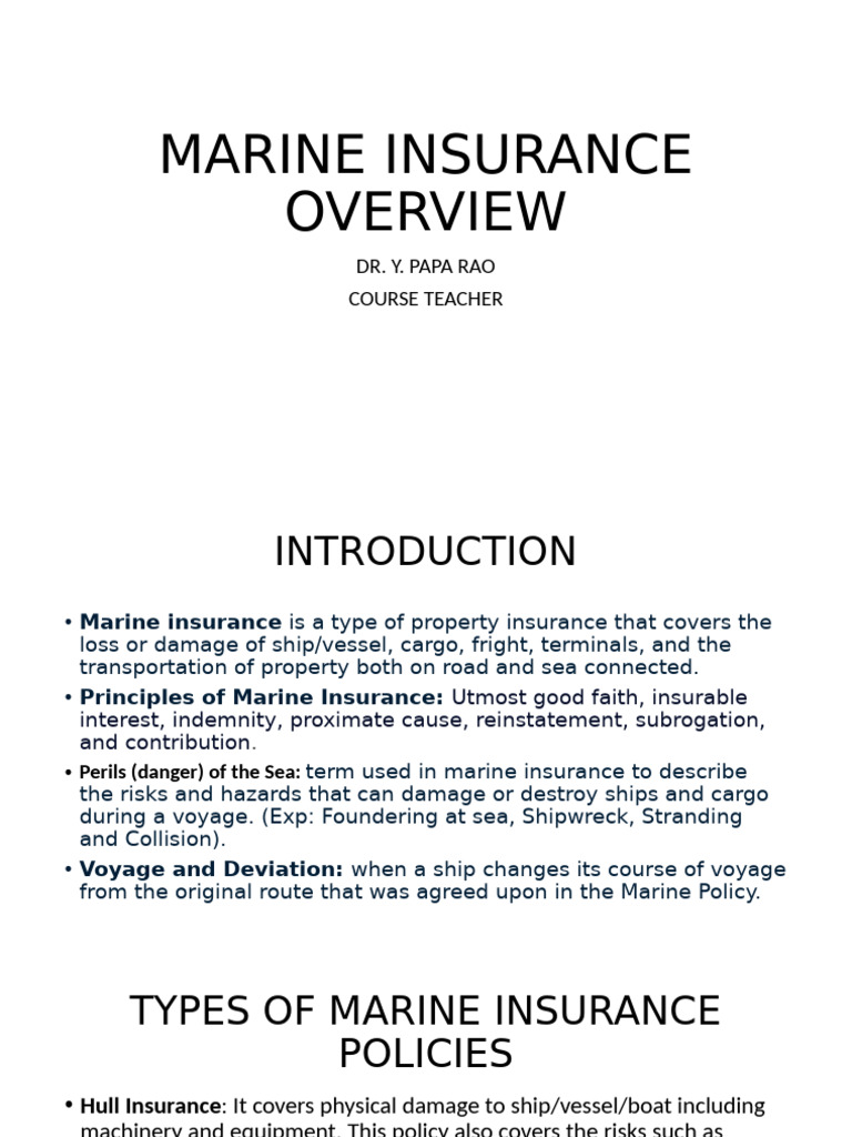 Marine Insurance Overview | PDF | Insurance | Private Law