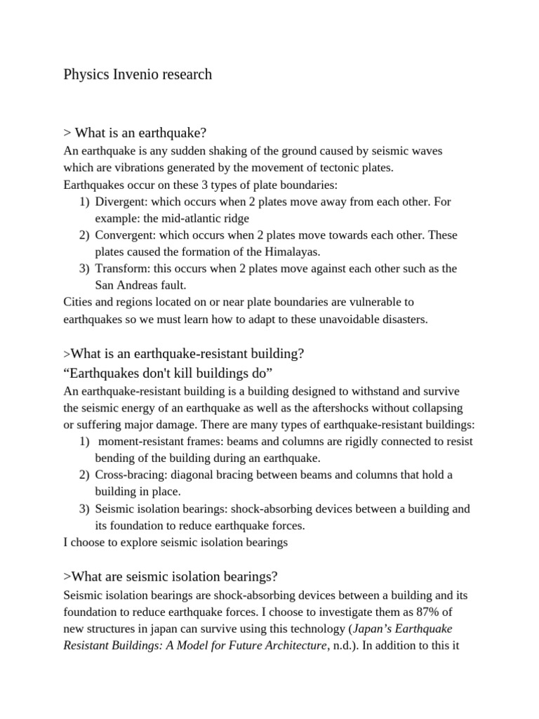 Physics Invenio Research | PDF | Earthquakes | Earthquake Engineering