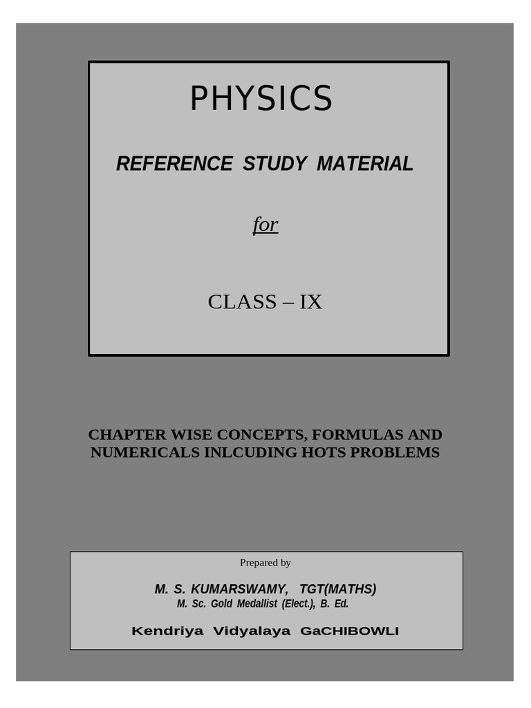 Physics Class Ix Reference Study Material | PDF | Acceleration | Velocity