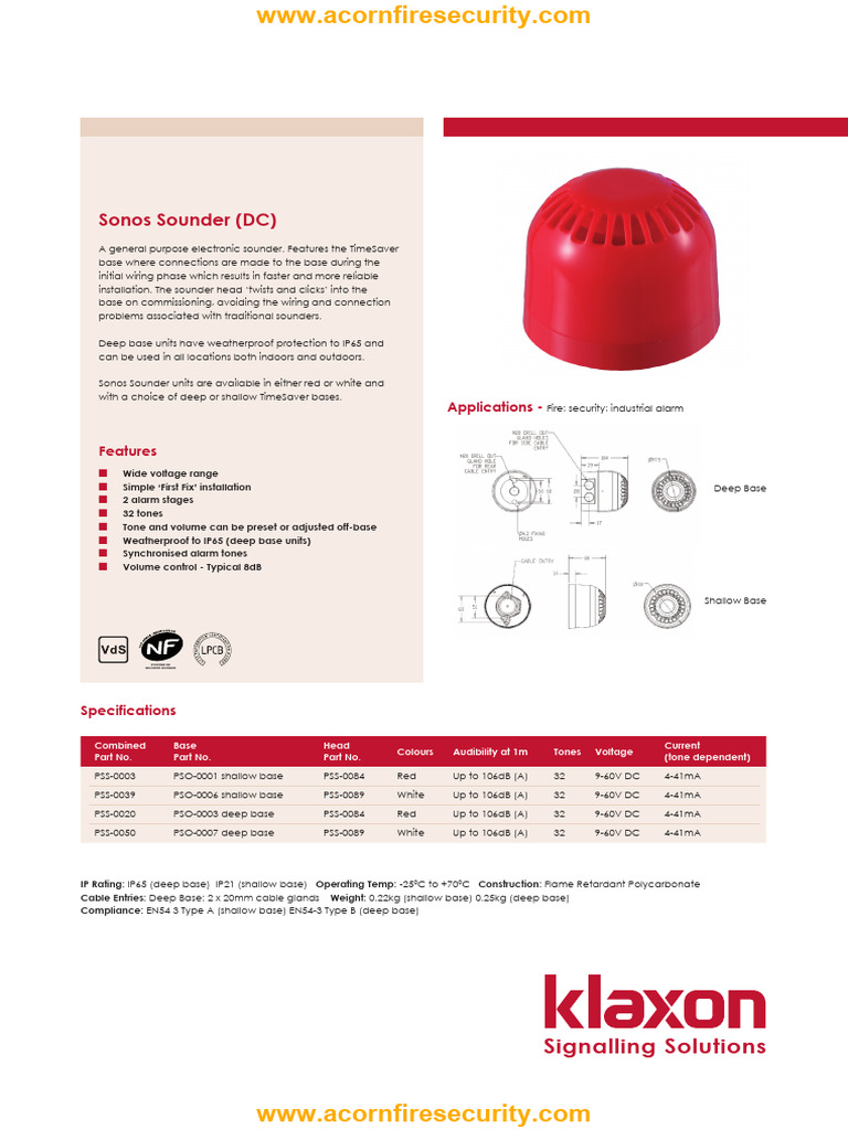Sonos Sounder: IP65 Weatherproof Alarm | PDF | Electrical Engineering ...