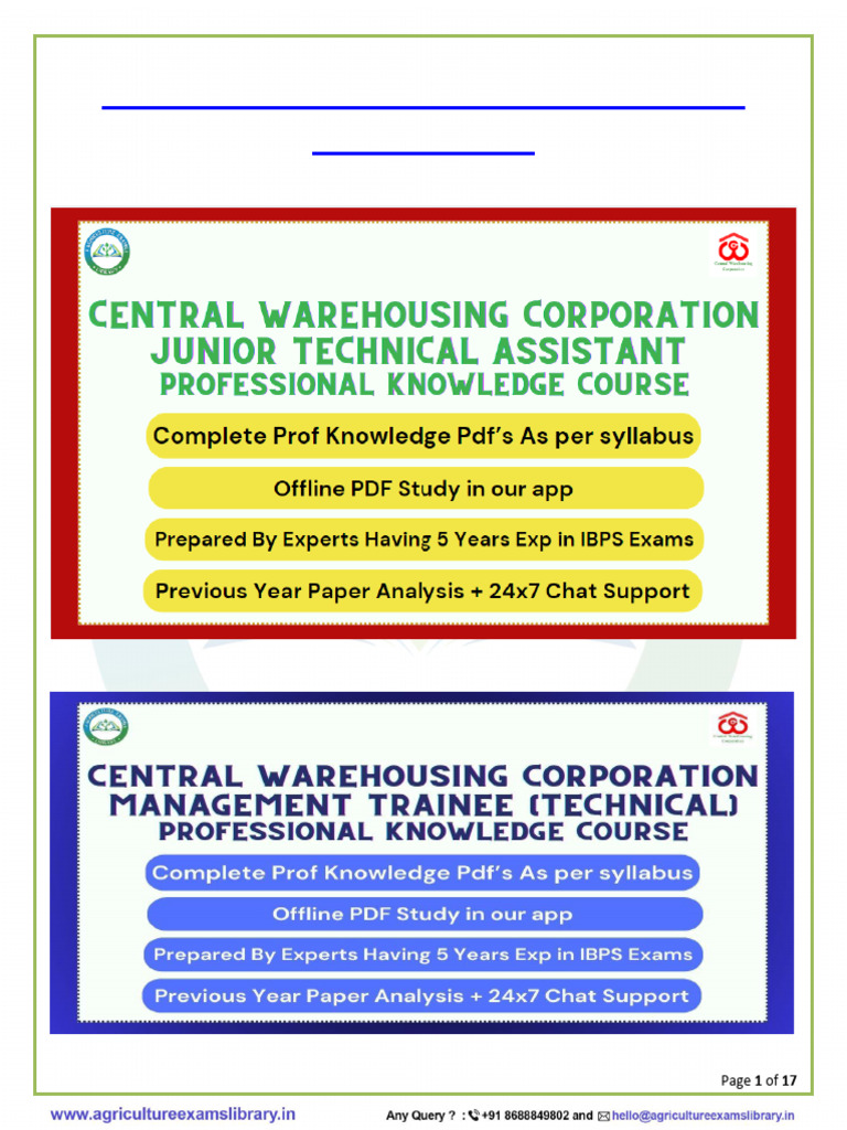 Cwc-Fci - Crop Production - Rice, Wheat, Pulses | PDF | Rice | Wheat