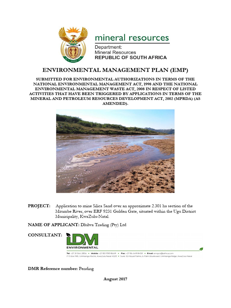 Environmental Management Plan - Dlulwa Mine | PDF | Mining ...