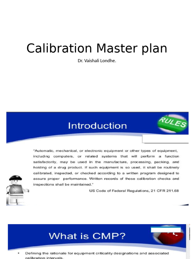 Calibration Master Plan - MP | PDF