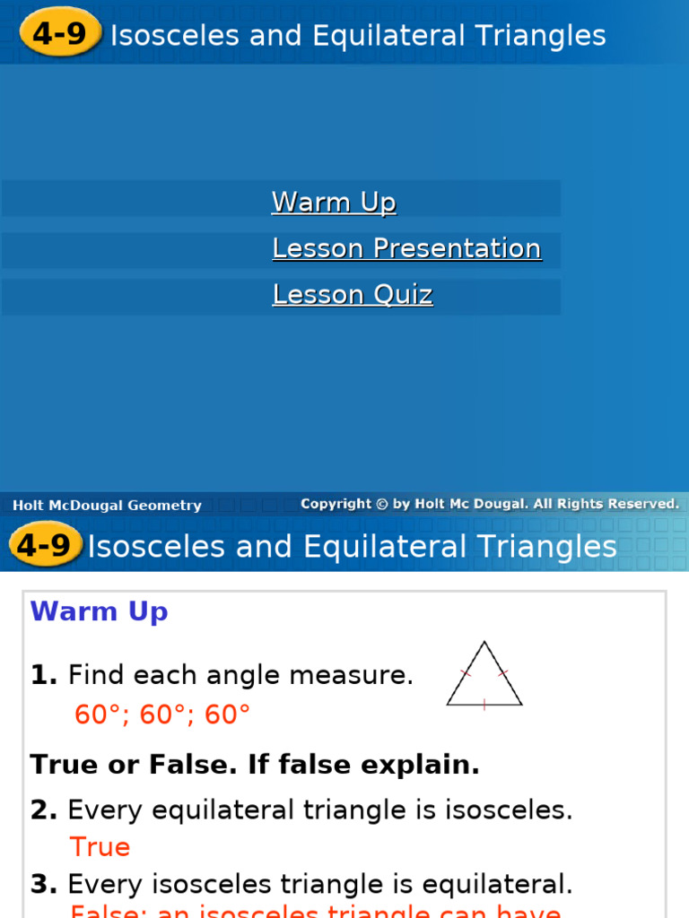 Isosceles and Equilateral Triangles Guide | PDF | Triangle | Angle