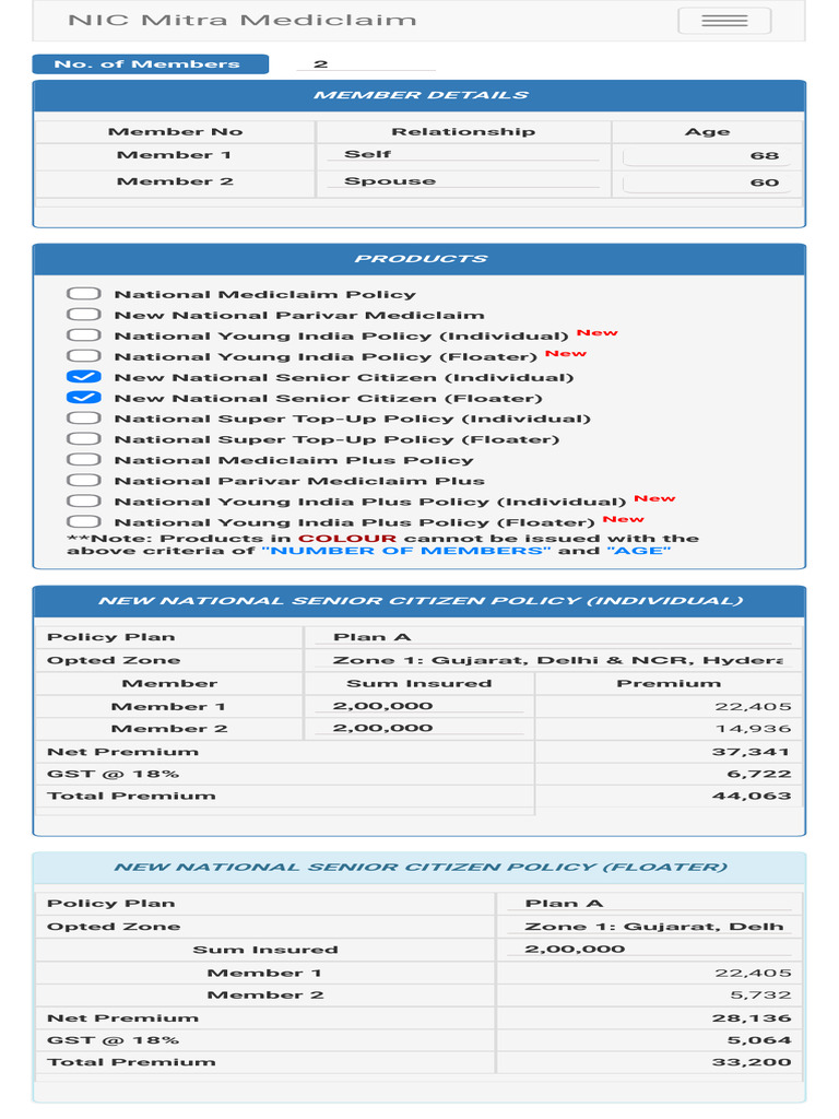 NIC Mitra Health Calculator | PDF