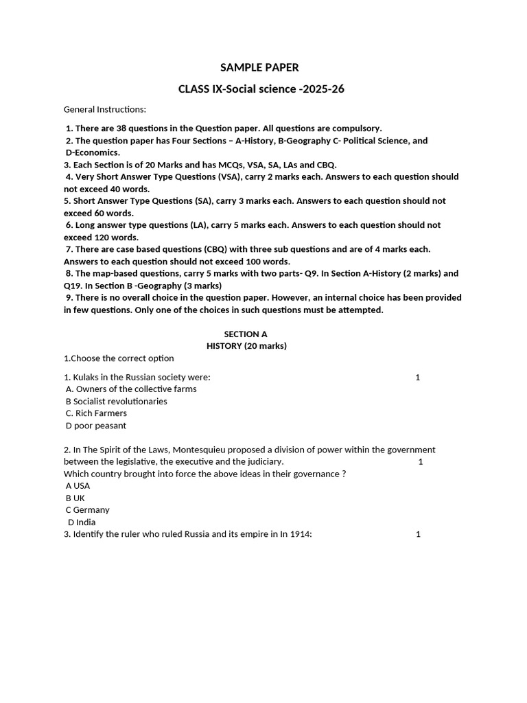 Sst Sample Paper | PDF | Poverty | Poverty & Homelessness