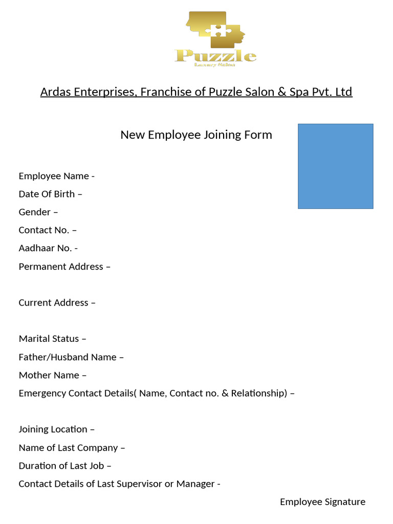 New Joining Form | PDF