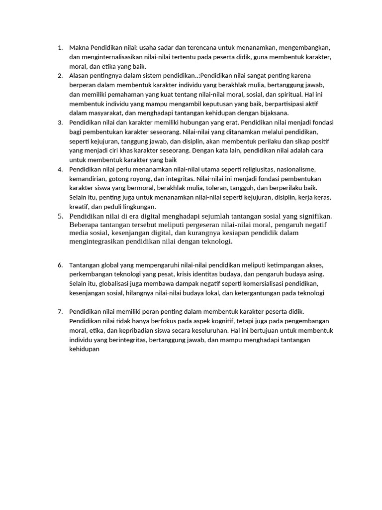 Makna Pendidikan Nilai | PDF