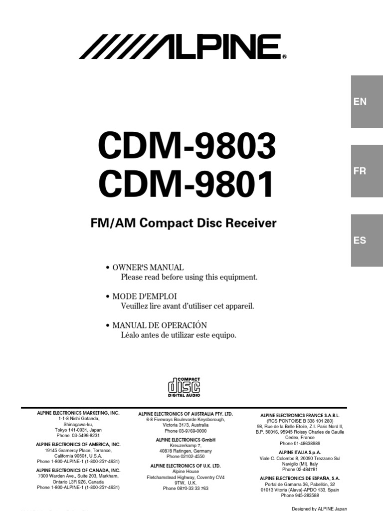 CDM-9803 CDM-9801: FM/AM Compact Disc Receiver | PDF | Compact Disc ...