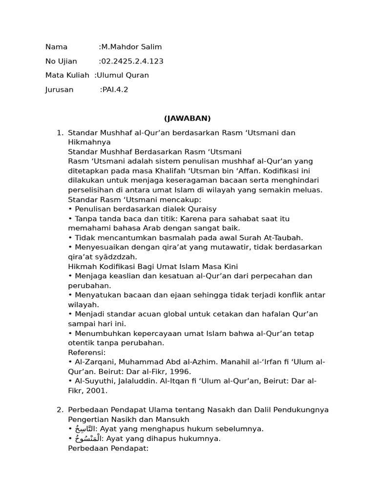 Standar Rasm 'Utsmani dan Nasakh Al-Qur'an | PDF