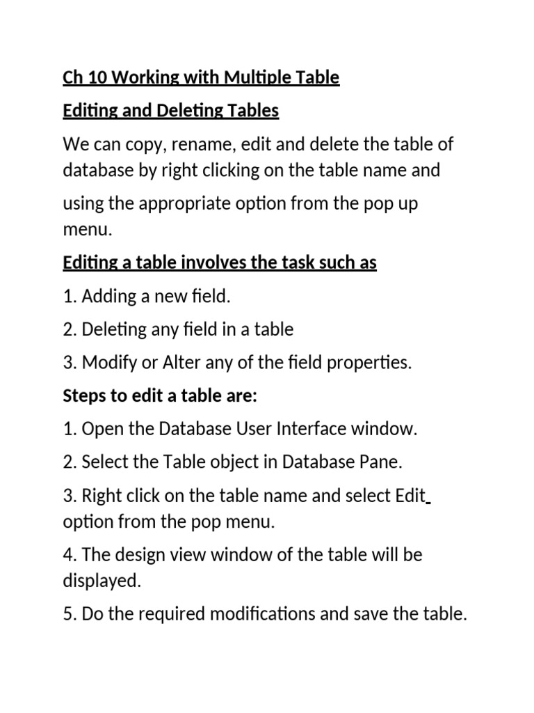 Managing Database Tables and Relationships | PDF | Information ...