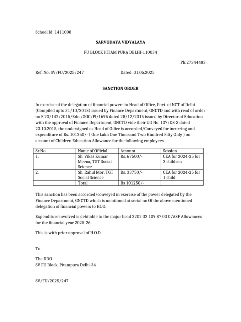 Sanction Order Formatted | PDF