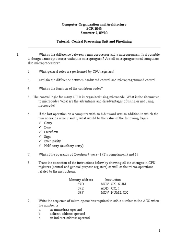 Tutorial Module 4 | Download Free PDF | Instruction Set | Central Processing Unit