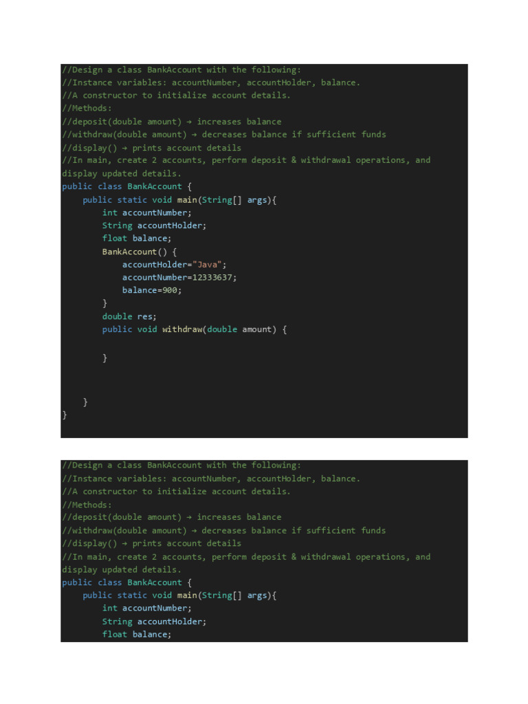 Bankaccount Void String Int String Float: Public Class Public Static | PDF