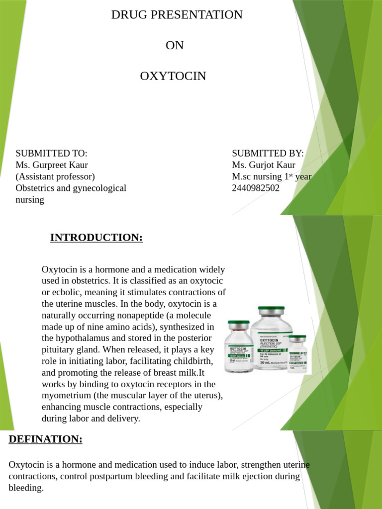 Oxytocin: Indications and Administration | PDF | Childbirth | Mammalian ...
