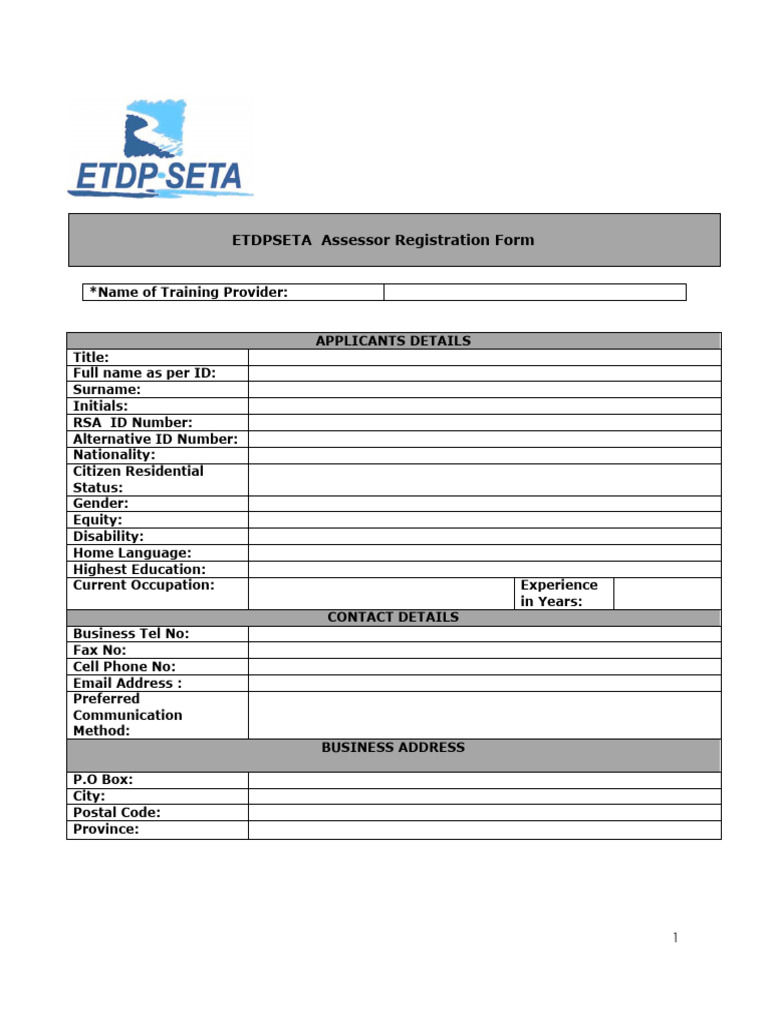 Assessor Registration Form Vers2 2011 | PDF