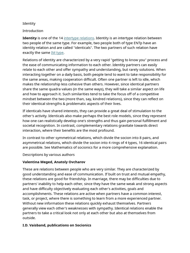 Intertype Relationships | PDF | Romance (Love) | Extraversion And Introversion