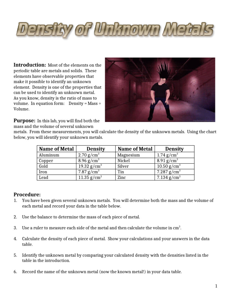 Identifying Unknown Metals by Density | PDF | Density | Metals
