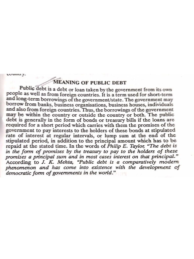 Meaning and Sources and Effects of Public Debt or Borrowing | PDF