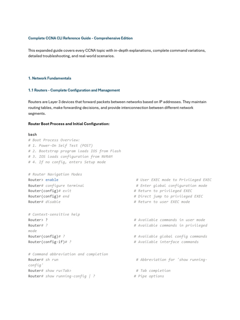 Complete CCNA CLI Reference Guide - Comprehensive Edition: Router Boot ...