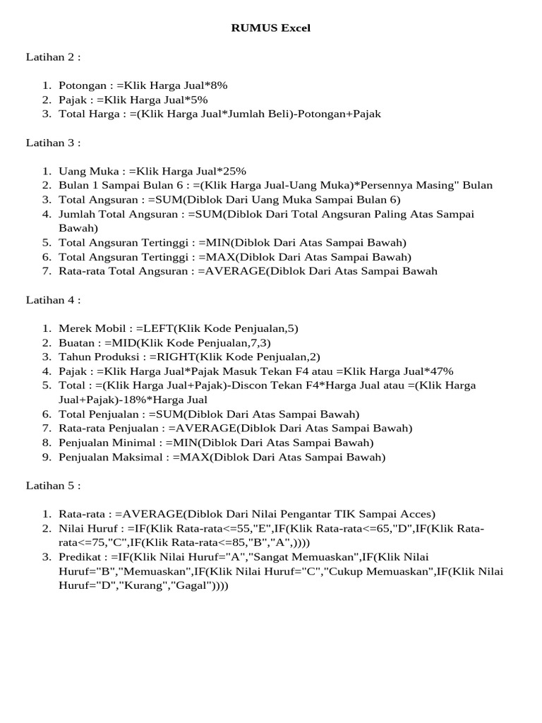 Rumus Uang Muka di Excel | PDF