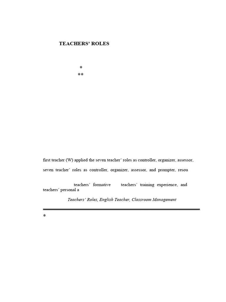 Teachers' Roles in English Classroom Management at The Eighth Grade ...