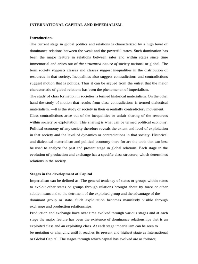 Global Capital and Imperialism Explained | PDF | Society | Exploitation ...