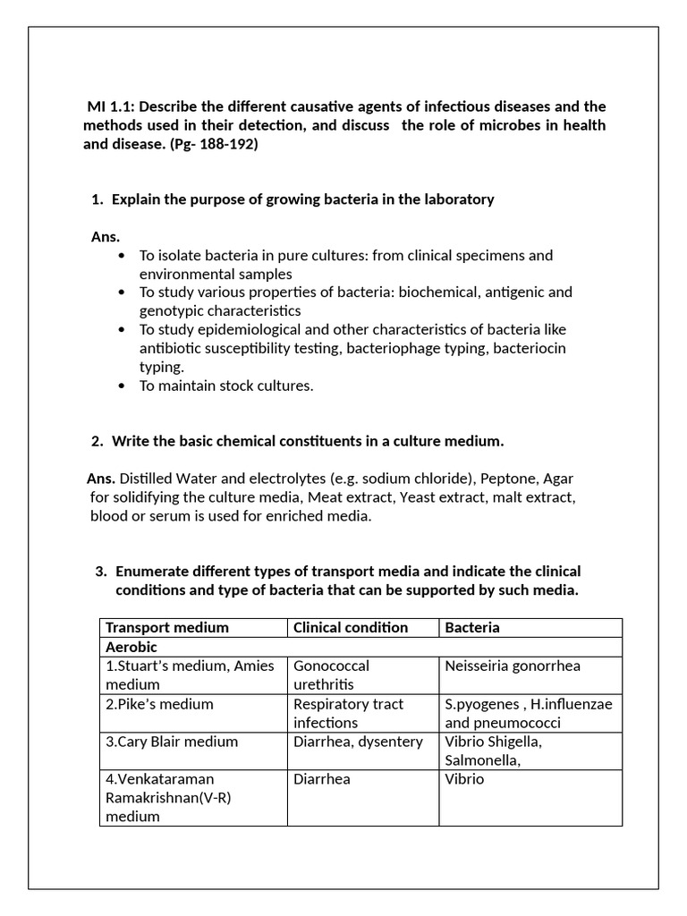 Infectious Disease Agents and Culture Methods | PDF | Growth Medium ...