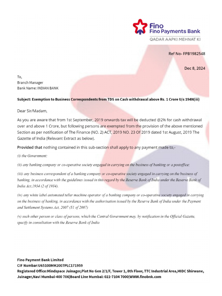 Tds Exemption Certificate | PDF
