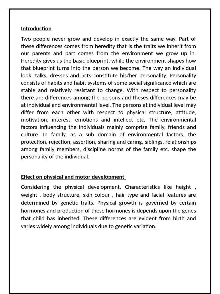 Heredity and Environment in Personality Development | PDF | Genetics ...