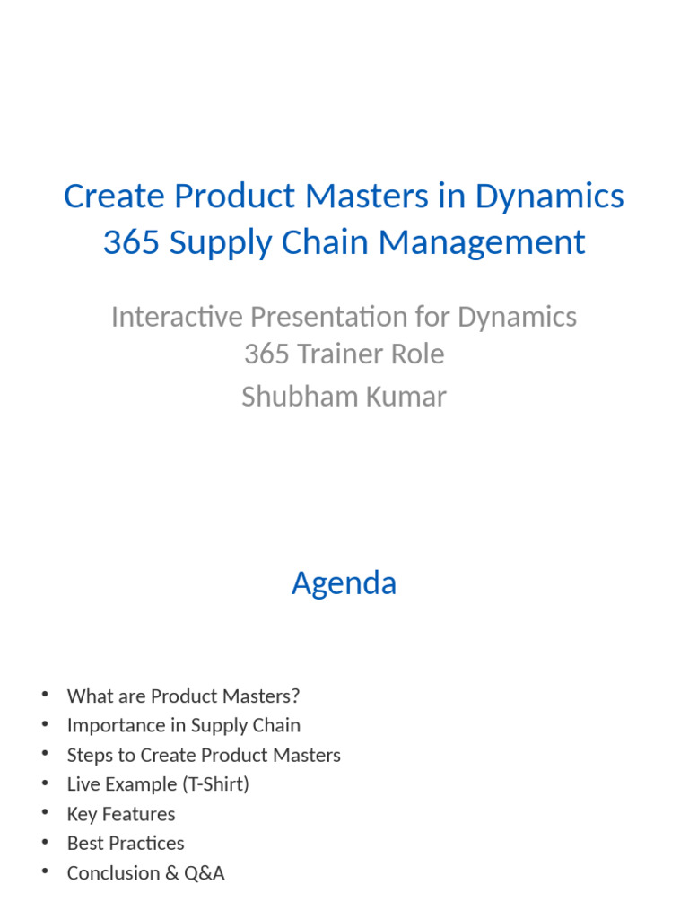 Create Product Masters D365 SCM Interactive | PDF