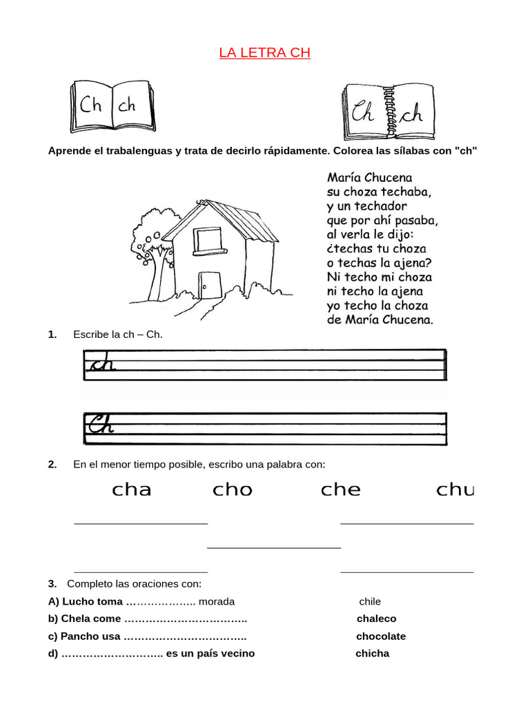 Actividades para aprender la letra ch | PDF