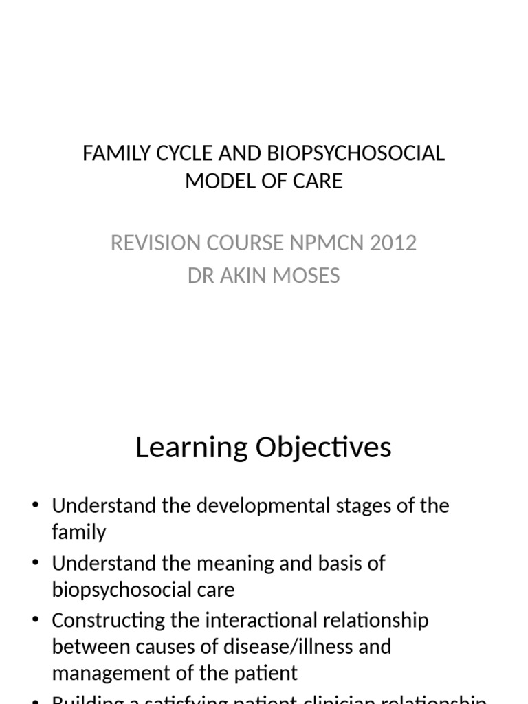 Family Cycle & Biopsychosocial Care Model | PDF | System | Medical ...