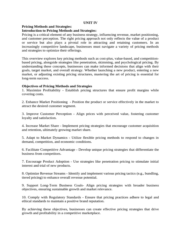 Unit 4 Pricing | PDF | Cost Of Living | Pricing