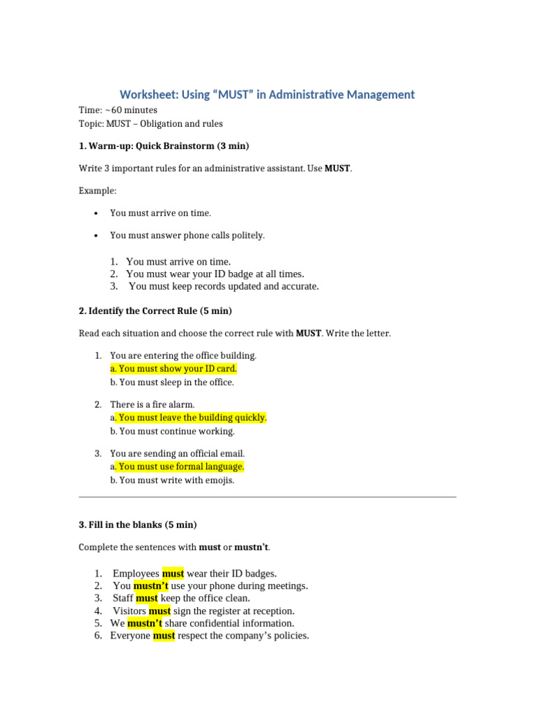 Essential MUST Rules for Admin Management | PDF